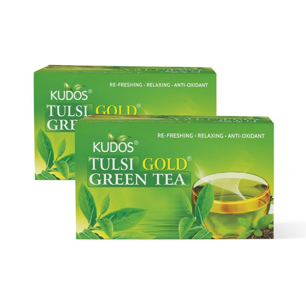 Kudos Ayurveda Tulsi Gold Green Tea Lemon & Ginger (25 Bags) - Pack of ...