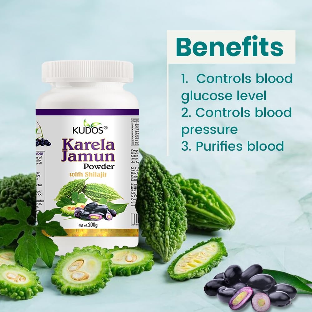Kudos Karela Jamun Powder - 200 gms – AyushKart