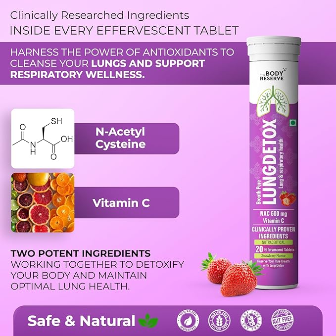 The Body Reserve Lung Detox Effervescent Tablets Strawberry Flavour ...