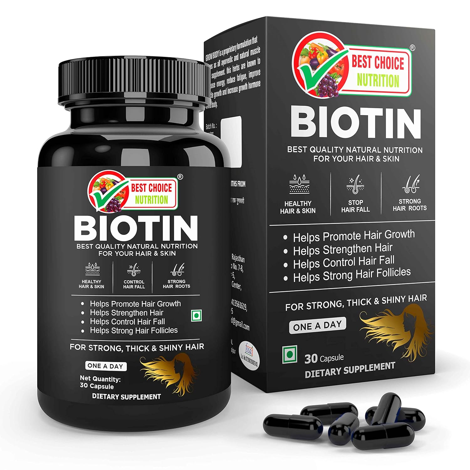 Best Choice Nutrition Biotin Capsules - 30 Capsules – AyushKart