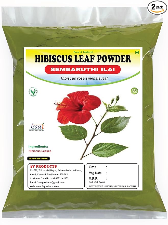 3V Products Hibiscus Leaf Powder - 50 gms- Pack of 2 – AyushKart