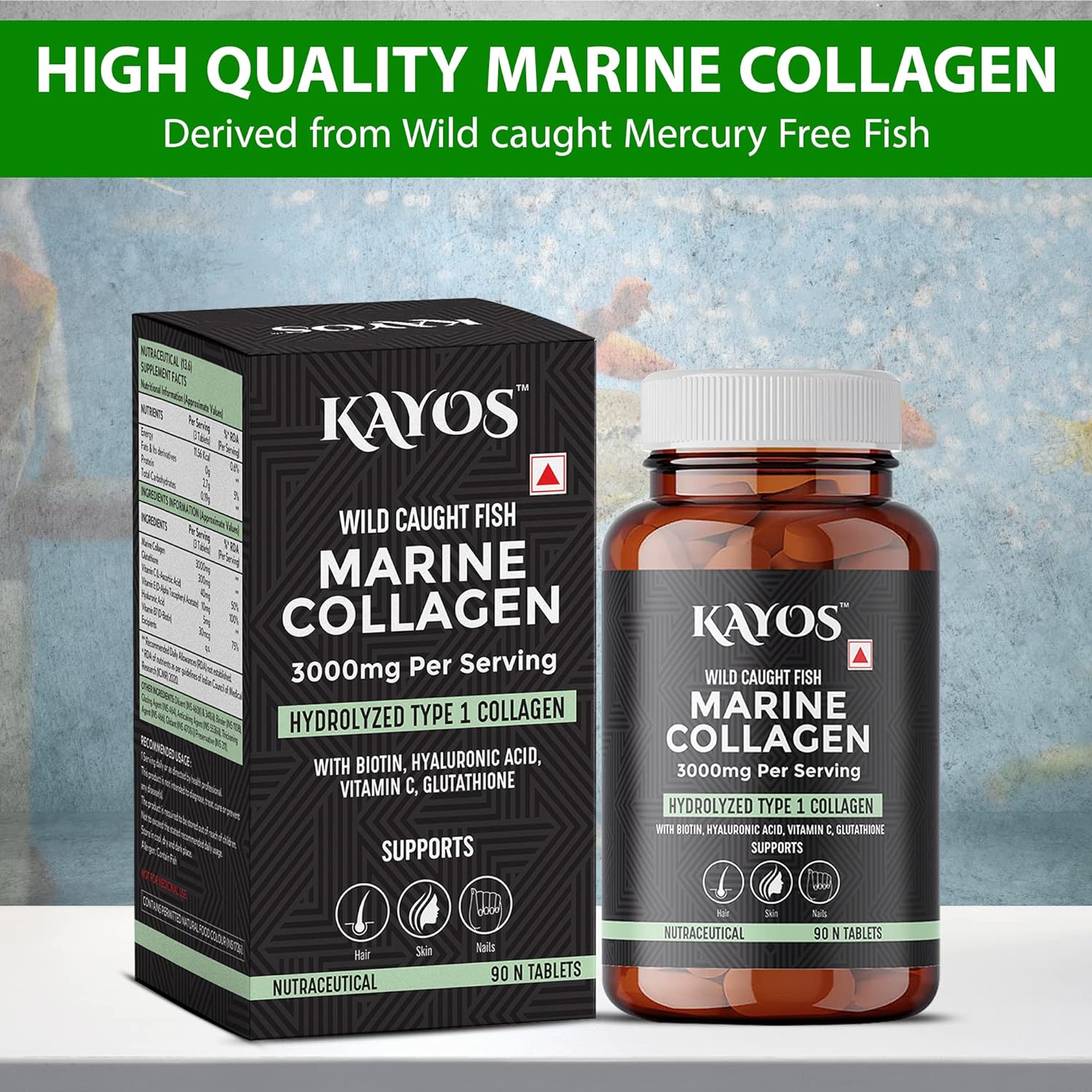 Kayos Marine Collagen Tablets - 90 Tabs – AyushKart